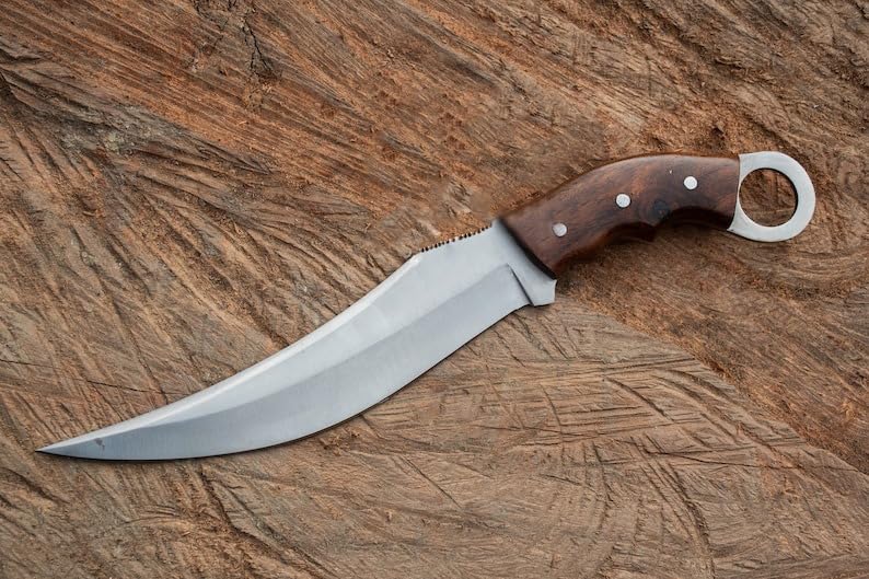 Mega Blades Fexmoo -7253 Custom Handmade D2 Steel Hunting Karambit Knife, D2 Steel 13-Inch Bowie Knife With Sheath, Silver