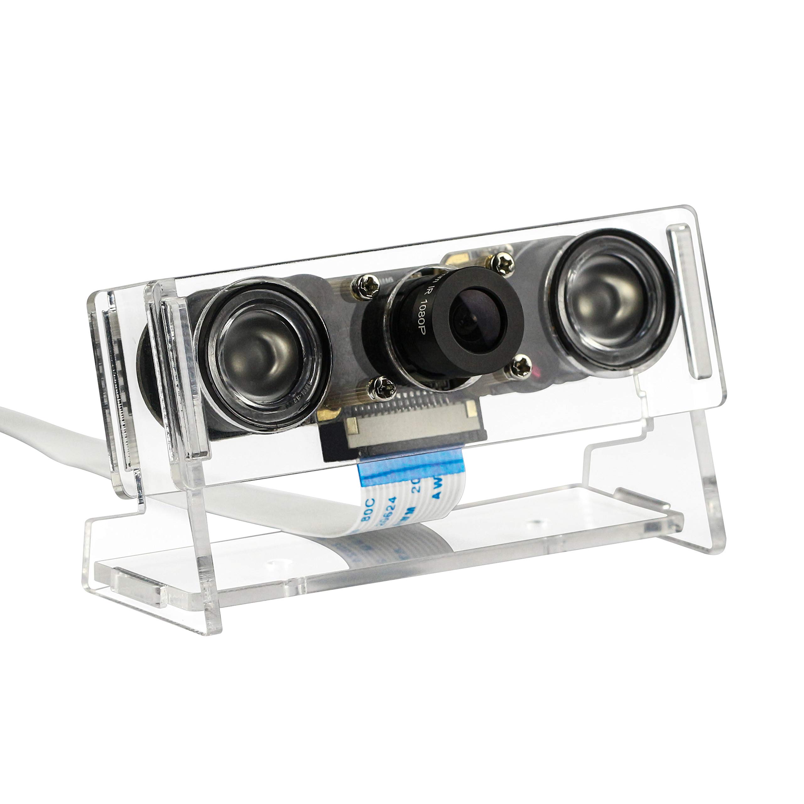 JUN-ELECTRON for Raspberry Pi 4 Camera with Acrylic Holder Case, Infrared Night Vision 5M 1080p Video Webcam Compatible Suit for Raspberry Pi 3 B+/Pi 3/Pi Zero