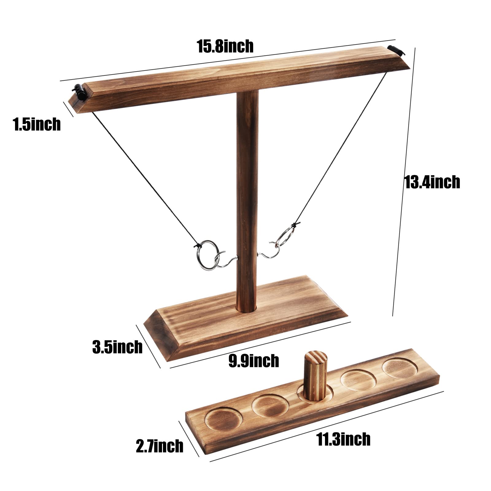 Ring Toss Game for Adults, Wooden Ring Toss Game with Shot Ladder,Battle Hook and Ring Game Set for Bars, Home, Party, 100% Handmade 15.8" X 13" Large Size