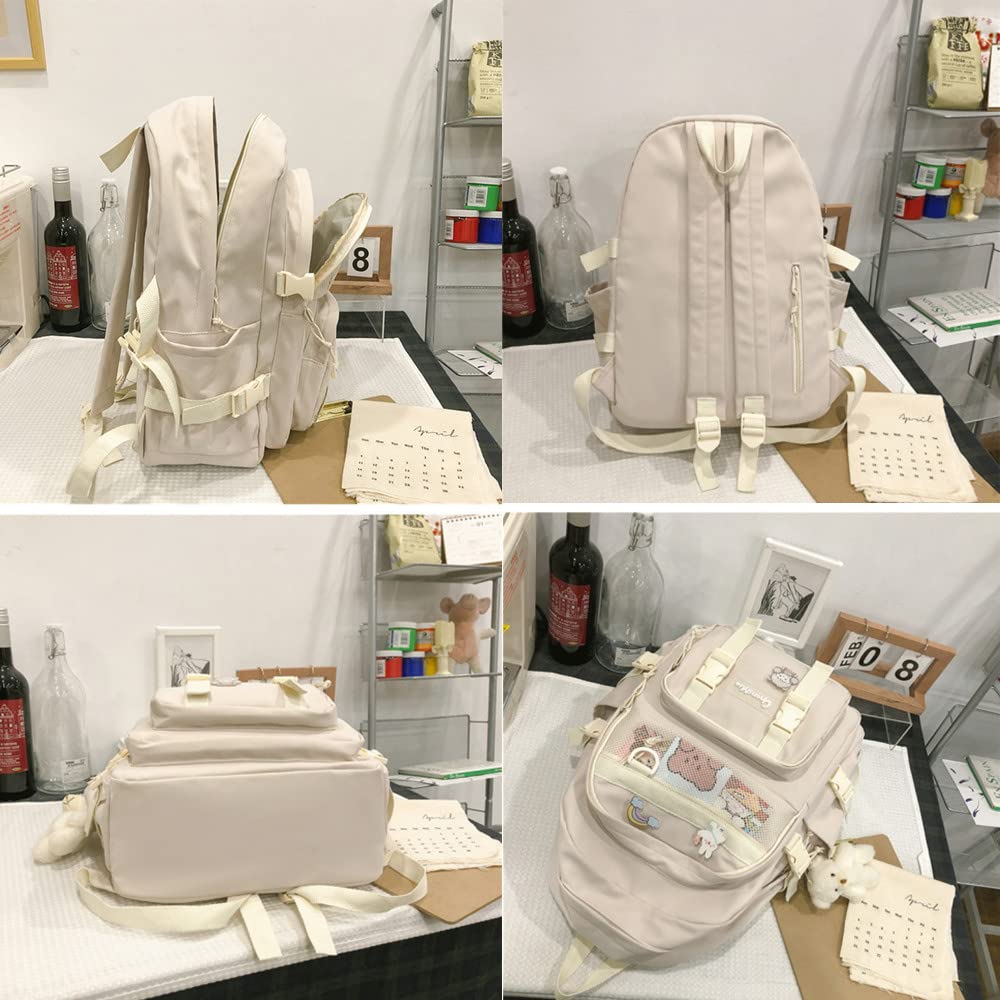 JELLYEA Kawaii Backpack with Kawaii Pins School Bag Rucksack Large Capacity Girls Backpack Teens Multi-Pocket Bookbag