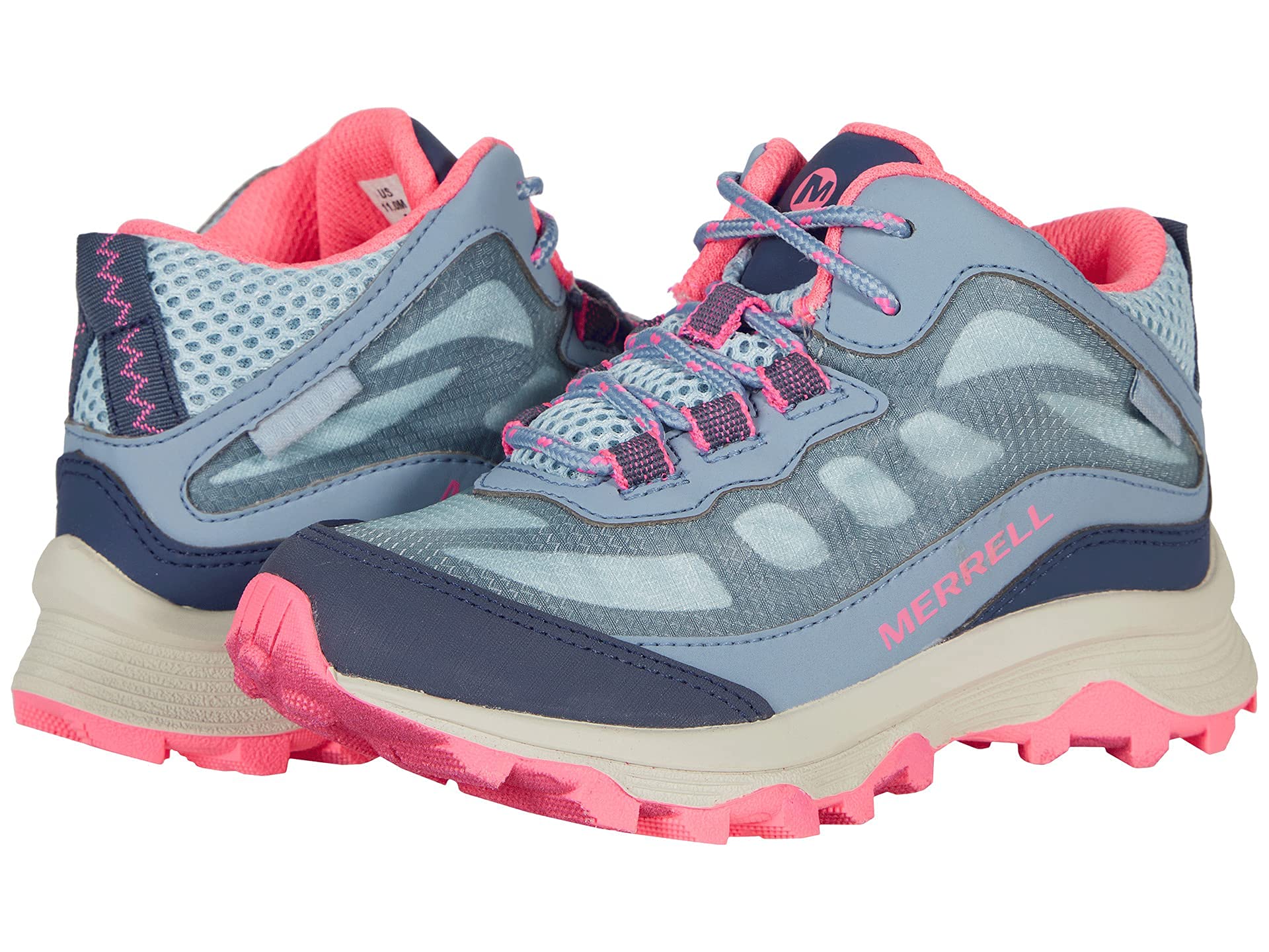 Merrell Moab Speed Mid Waterproof Hiking Boot, Dusty Blue/Coral, 3.5 US Unisex Big Kid