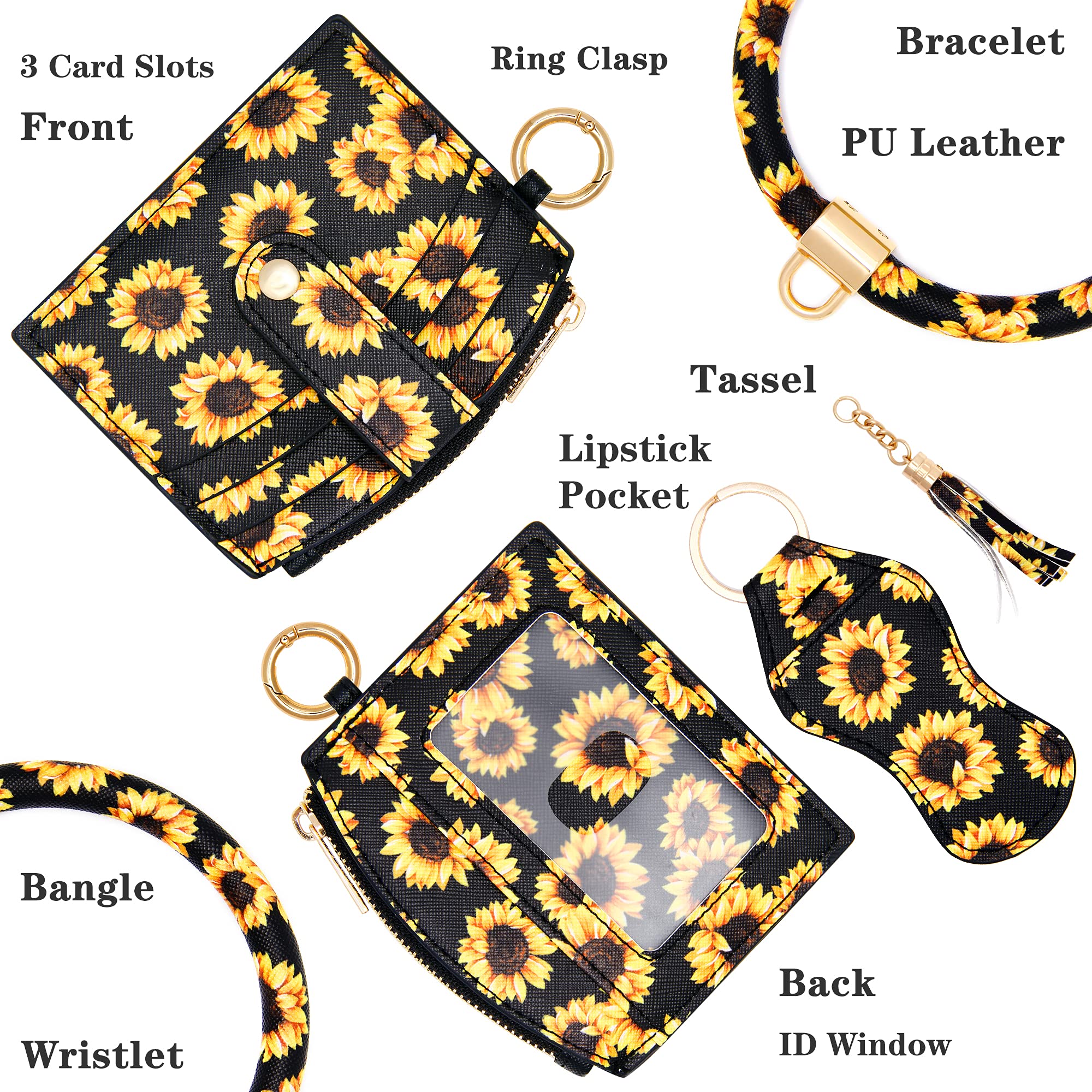 KUKOO Wristlet Bracelet Keychain Wallet for Women Credit Card Holder Tassel Keyring Bangle Lipstick Holder with Gift Box