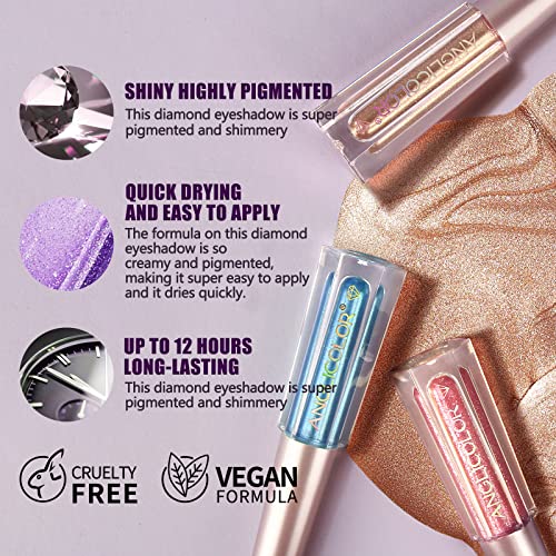 Junhe Glitter Metallic Liquid Eyeshadow Eye Shadow Long Lasting and Pigmented Sparkling &Shimmer Eyes Makeup One-Swipe Coverage 0.10 Floz (#11 Purple)