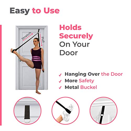 Leg Stretcher Strap – Adjustable Ballet Stretch Strap with Door Anchor to Improve Flexibility, Easy to Install Split Trainer Stretching Equipment for Ballet, Dance, Yoga, Gymnastics or Cheer