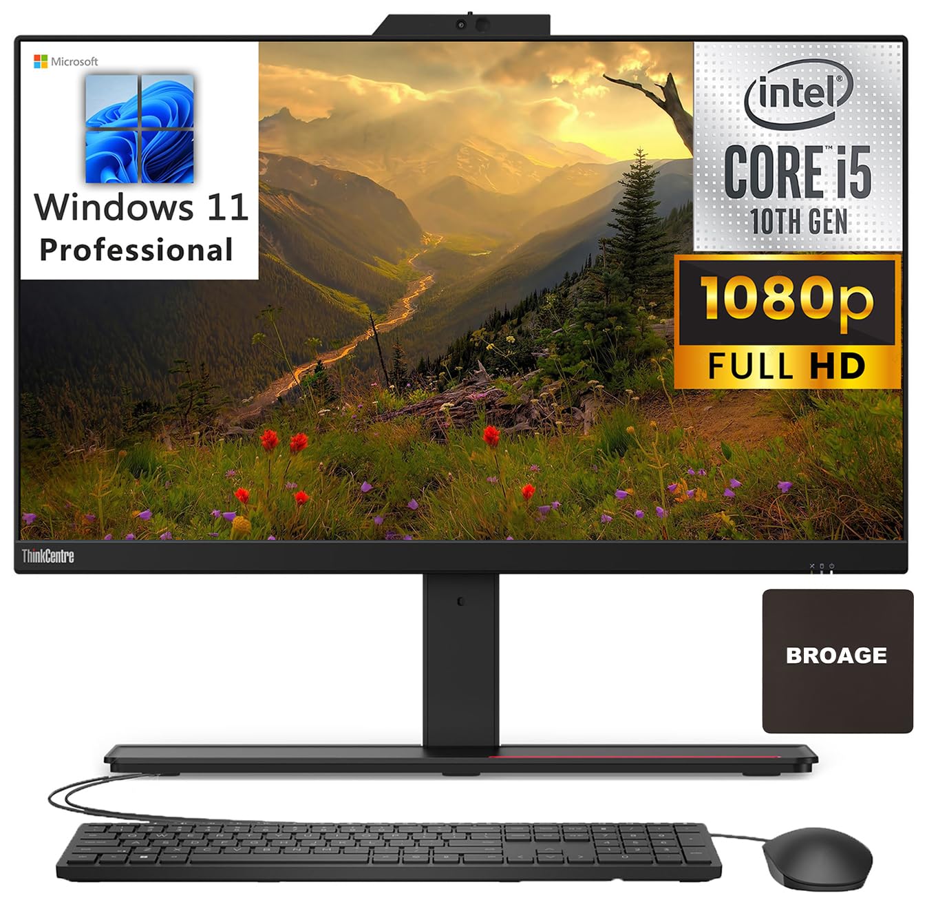 Lenovo ThinkCentre AIO 23.8" FHD Business All-in-1 Desktop Computer, Intel Hexa-Core i5-10500 (Beat i7-8700), 64GB DDR4 RAM, 4TB SSD, DVDRW, WiFi 6, Bluetooth 5.1, KB & Mouse, Windows 11 Pro
