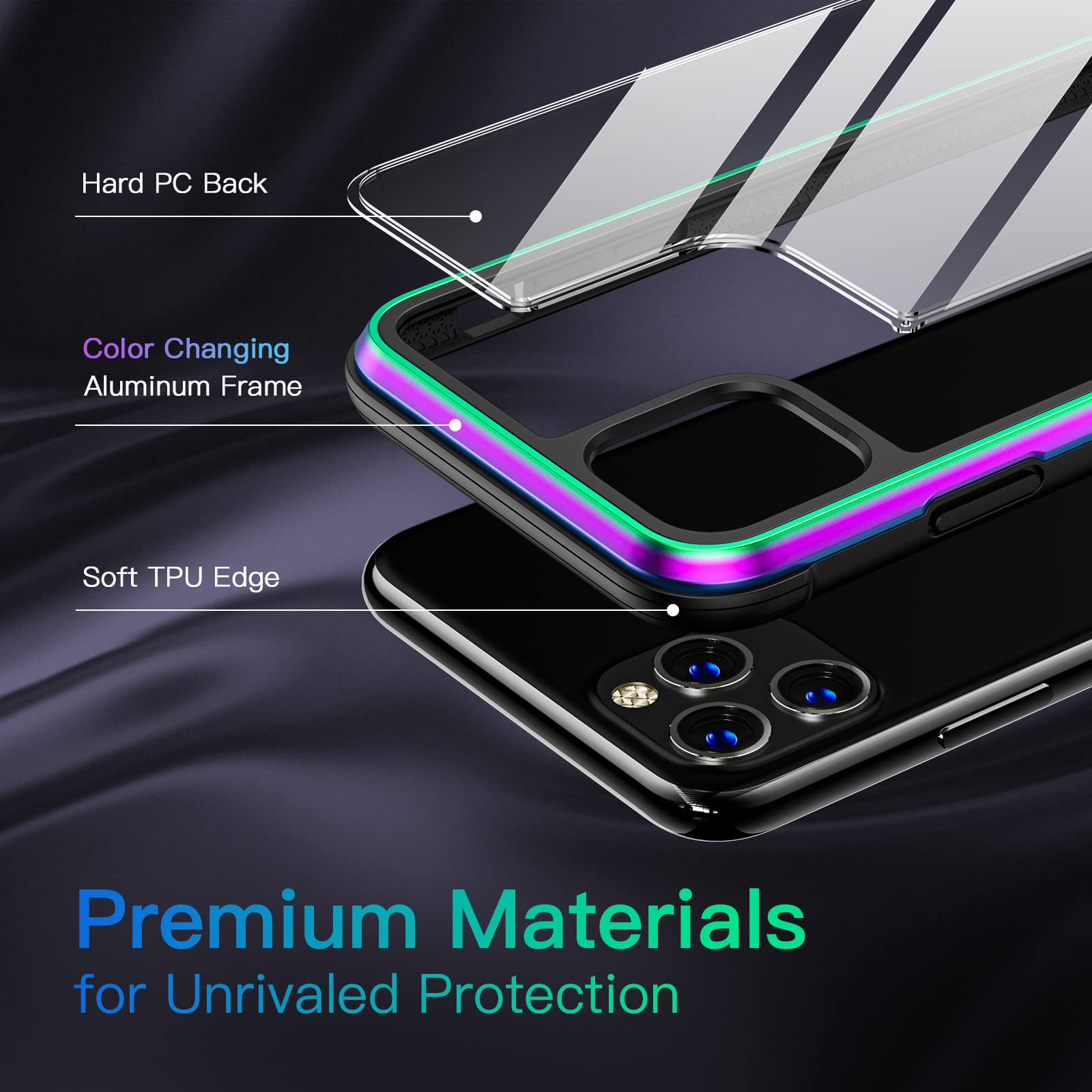 Meifigno Rainbow Series for iPhone 13 Pro Max Case, Military Grade Protection, Durable Aluminum Frame, Never Yellow Clear Back, Shockproof Phone Case for iPhone 13 Pro Max, Sierra Blue