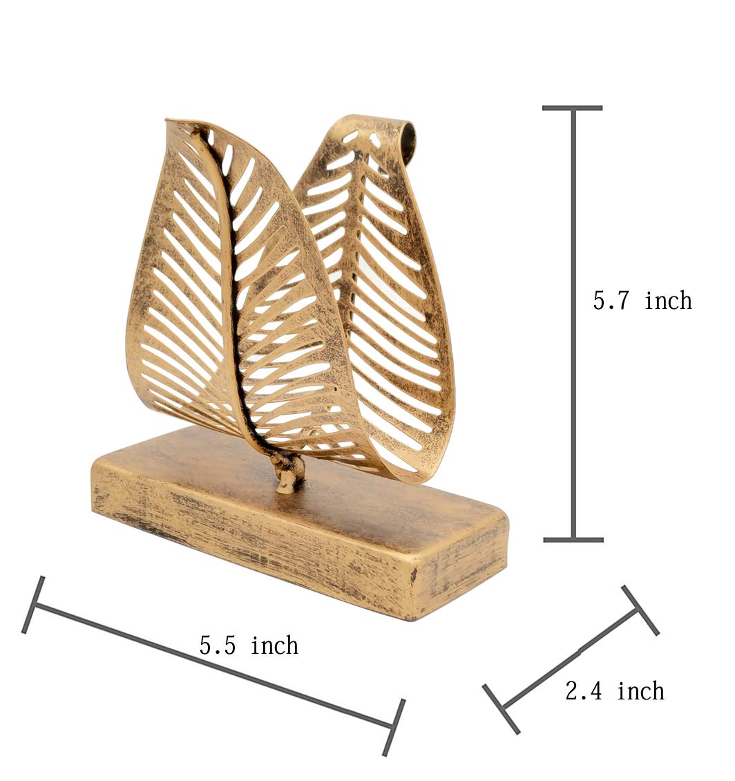 OwlGift Freestanding Modern Napkin Holder with Leaf Design, Tabletop Tissue Dispenser, Countertop Napkin Storage Organizer β Bronze