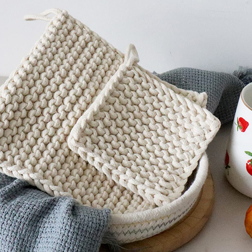 OSALADI Japanese Pot Holders Crochet Woven Hot Dishes Pans Mat Weave Cotton Trivets for Hot Dishes Hot Pot Holders ( 19CM )