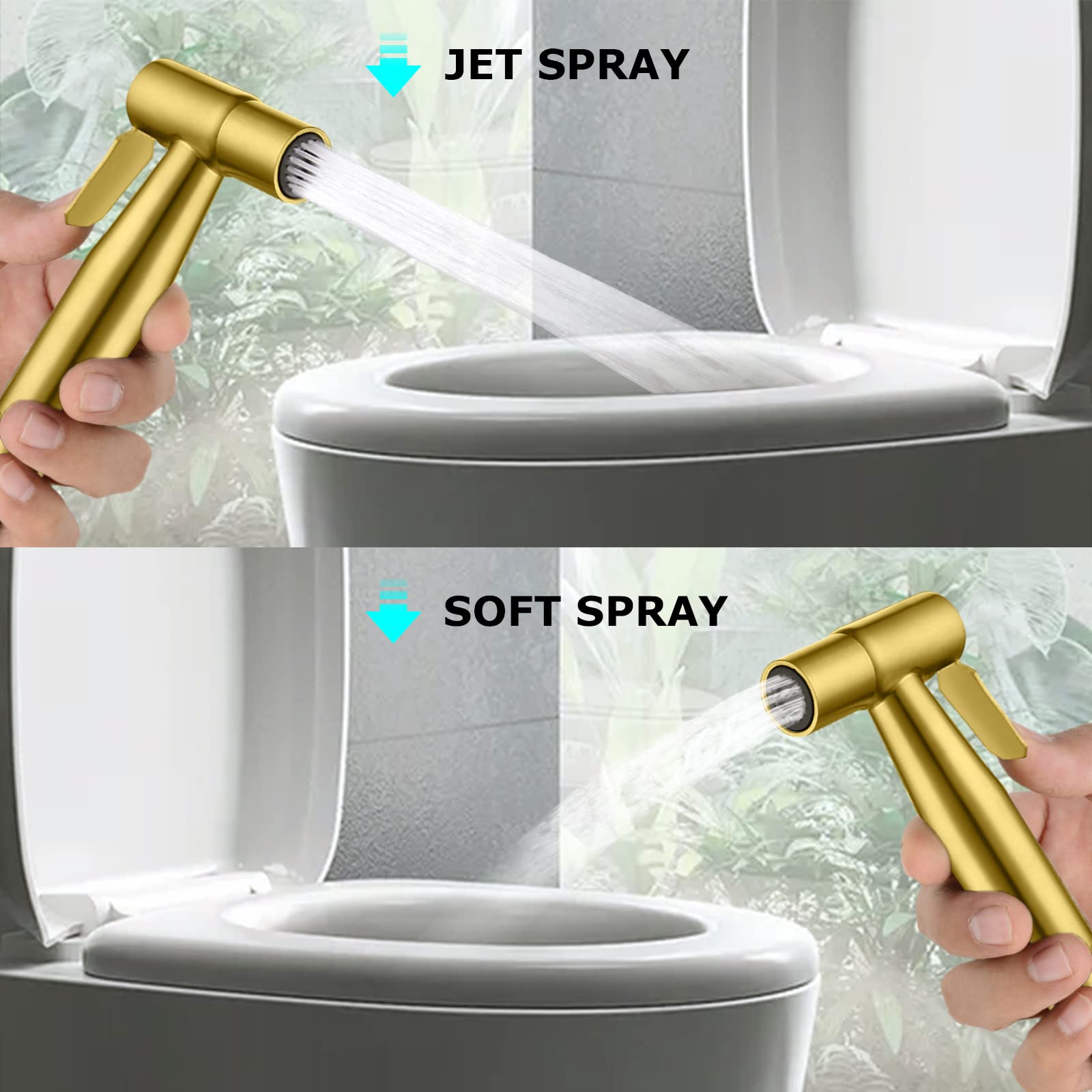 LOSCHEN Bidet Sprayer kit for Toilet,Hand Held Sprayer Shattaf Toilet Attachment Stainless Steel for Pet Bath/Personal Hygiene/Bathroom,Easy to Install with T-Adapter(Gold)