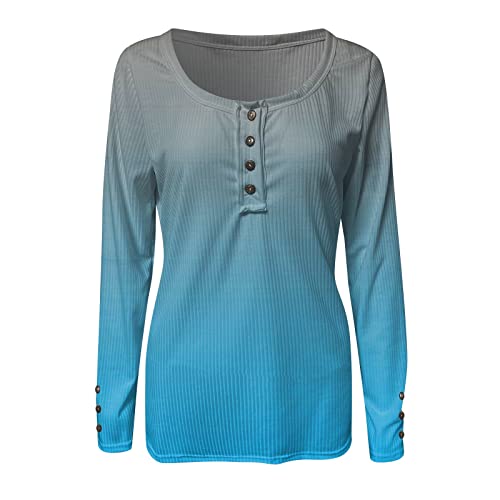 Sweatshirt for Women Plus Size Autumn Sweatshirt Tops Lightweight Breathable Shirt Relaxed Fit Tee Blouse Outdoor Pullovers C-Blue