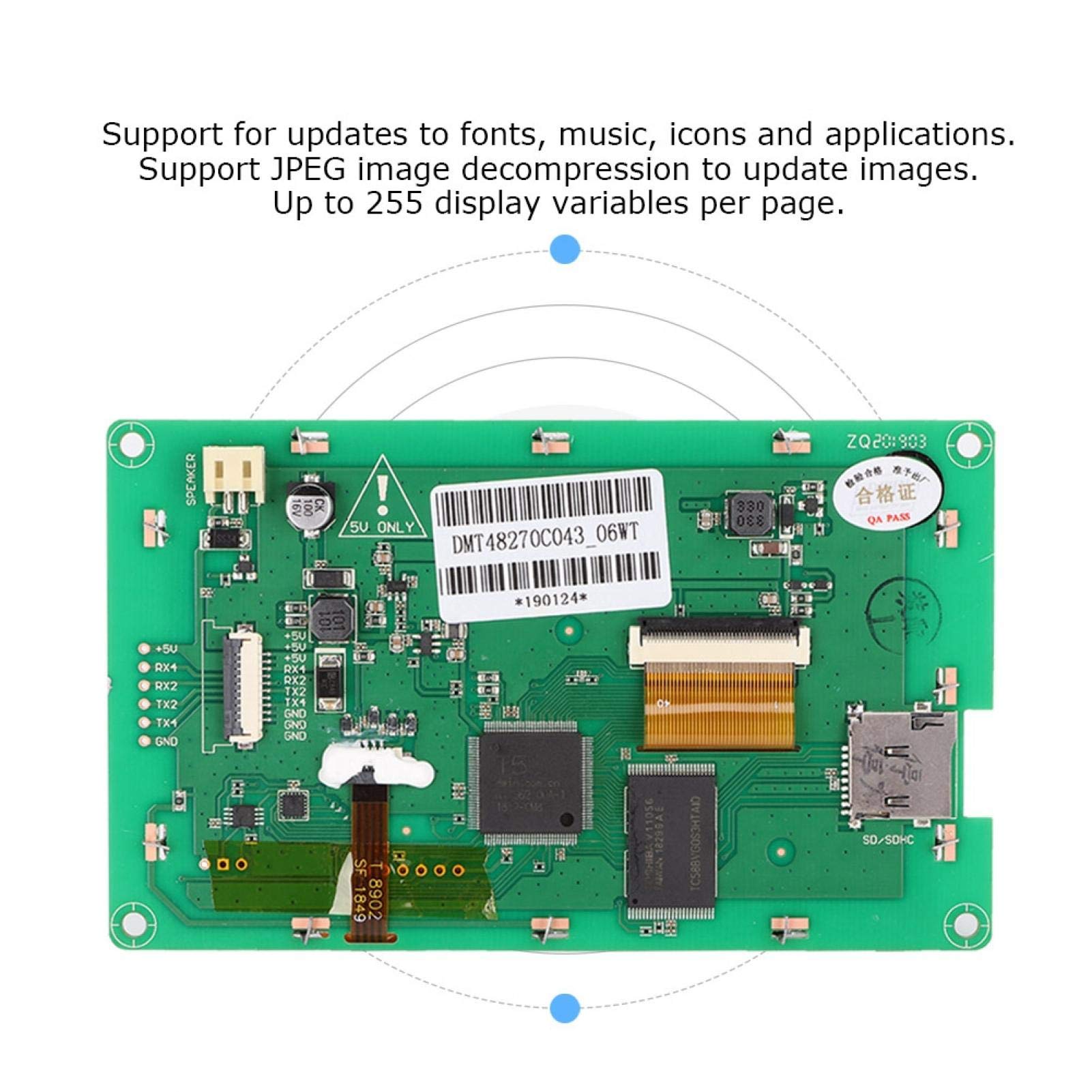 Tyenaza 4.3-inch TFT LCD Display Touch Panel with UART Port TFT LCD Module Color Resistance Touch Screen for 3D Printer DIY Support Text Music