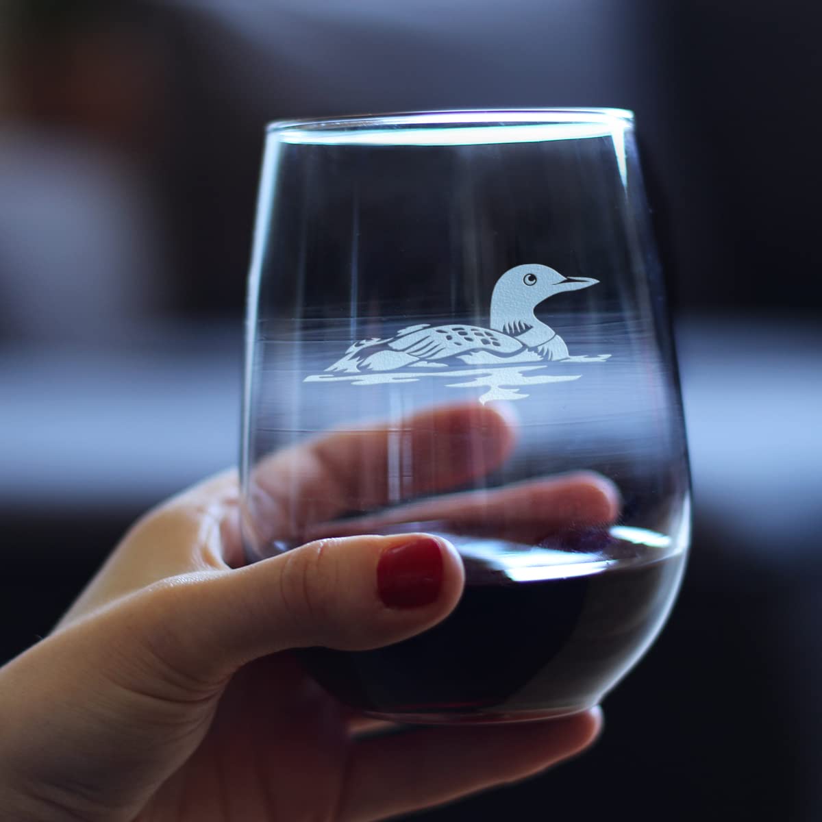 Loon - Stemless Wine Glass - Fun Bird Themed Gifts and Decor for Outdoor Lovers - Large 17 Ounce