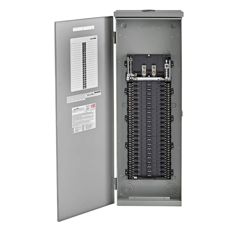 Leviton LP210-3B 20 Space, 20 Circuit Outdoor Load Center with 100A Main Circuit Breaker and Raintight Door, Gray