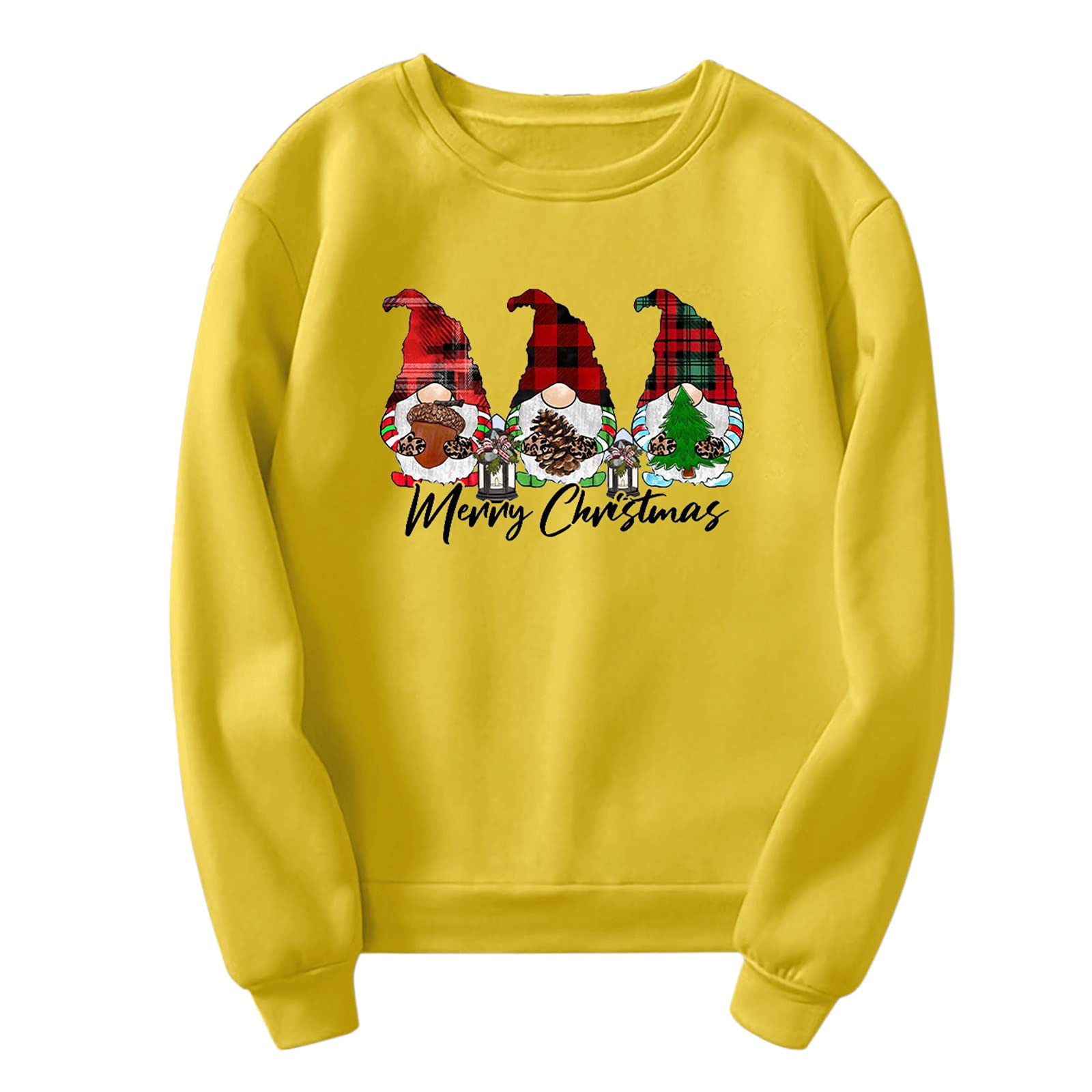 Sweatshirt For Women Graphic Round Neck Pullover Shirts Long Sleeve Sweatshirts Drop Shoulder Pullover Teen Clothes Yellow