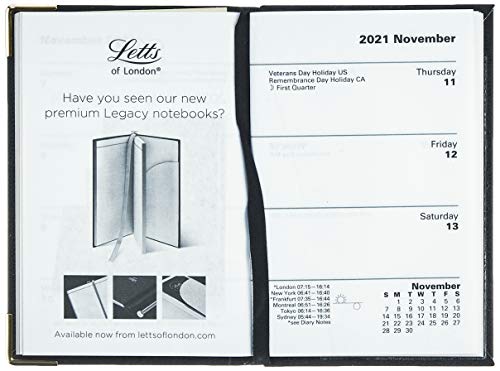 Letts Classic Mini Pocket Week to View Sunday Start 2021 Diary - Black