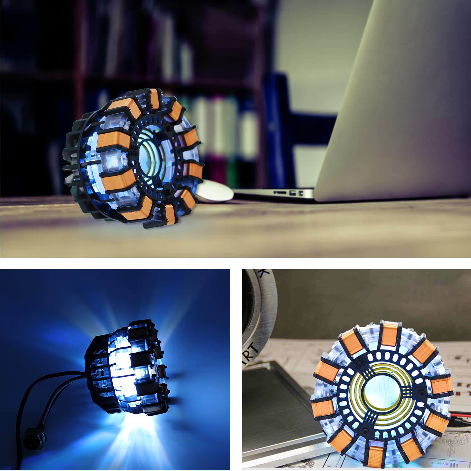 Remote Control Version 1:1 Arc Reactor MK1 Heart Light Model, Party Adjustable Flashing LED Light USB Interface