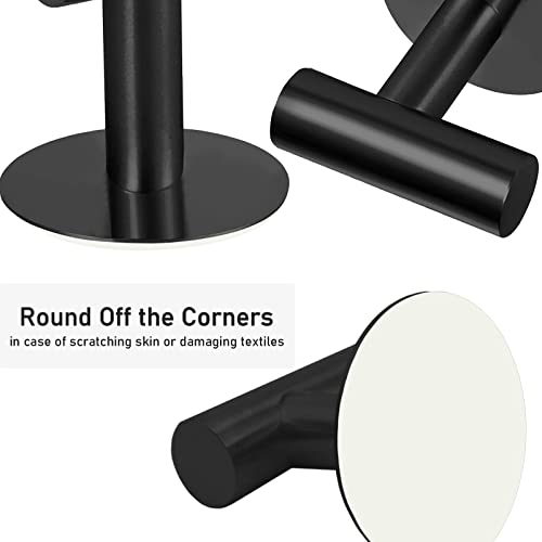 Towel Hook for Bathrooms Adhesive 2 Packs, Coat Hooks for Hanging Clothes, Heavy Duty Robe Towel Hangers for Shower Door Wall Mounted, Key Holder Wall Command Hook for Kitchen (Matte Black)