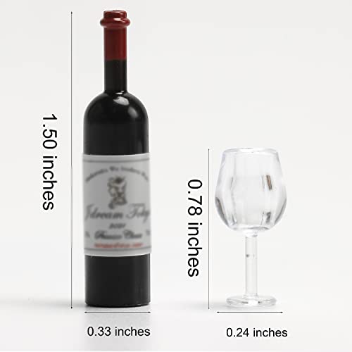 Miniature Wine Set Miniature Wine Bottles Mini Wine Glasses Goblet Cups Miniature Plastic Wine Box with Handle for 1:6 Action Figures Accessories Christmas Birthday Gifts