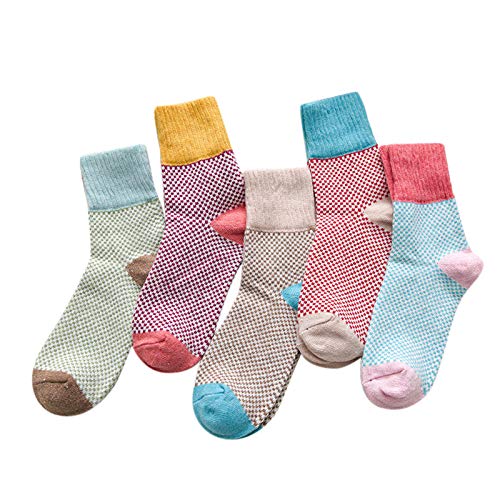 Reokoou Medium Length Women Socks Socks Knit Socks of Winter Wool 5 Womens Soft Cold Warm Pairs Socks Carbon X Socks