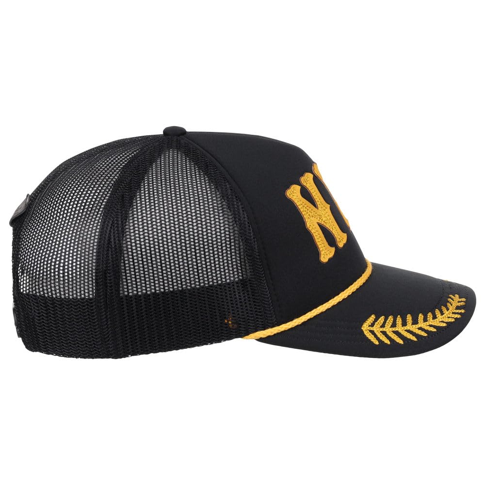 Local Crowns Indiana Leather State Patch Curved Trucker Flag Adjustable Black and White Snapback Cap