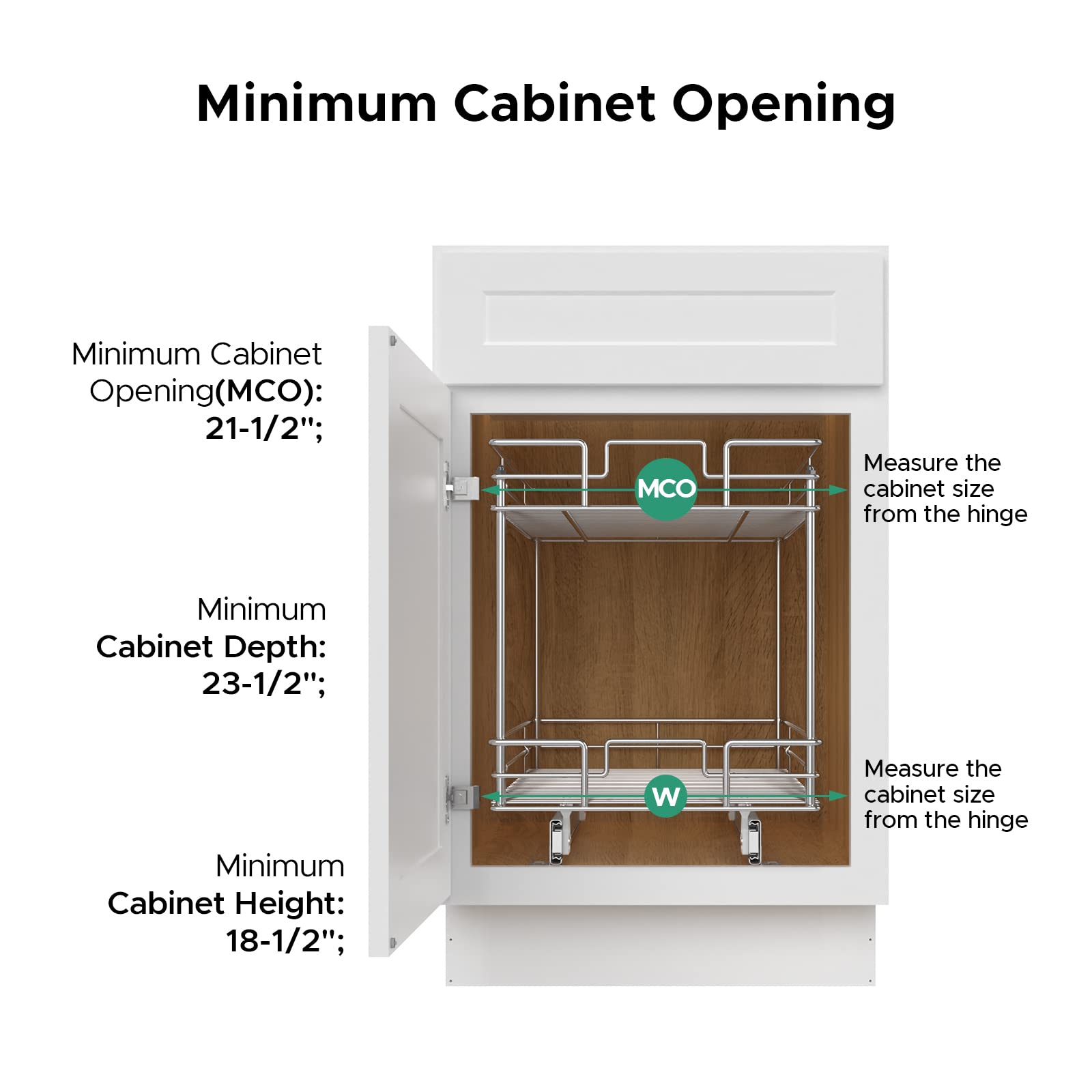 LOVMOR Pull Out Cabinet Organizer and Storage (20" W x 21" D) 2-Tier Pull Out Shelf Storage for Kitchen Base Cabinet Silver (20" W x 21" D, Silver, Roll on Top)