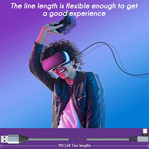 Oculus Quest Link Cable 9FT, OUTWAY VR Headset Charging Cable for Oculus Quest 2/1, 5Gbps USB C 3.2 Gen1 High Speed Data Transfer & Fast Charging for Gaming PC (9FT 3M)