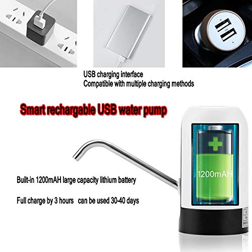 Upgraded Water Bottle Pump, GuangTouL 5 Gallon USB Charging Automatic Drinking Water Pump, Universal 2-5 Gallon Jugs Portable Electric Water Bottle Dispenser for Home Kitchen Office Camping