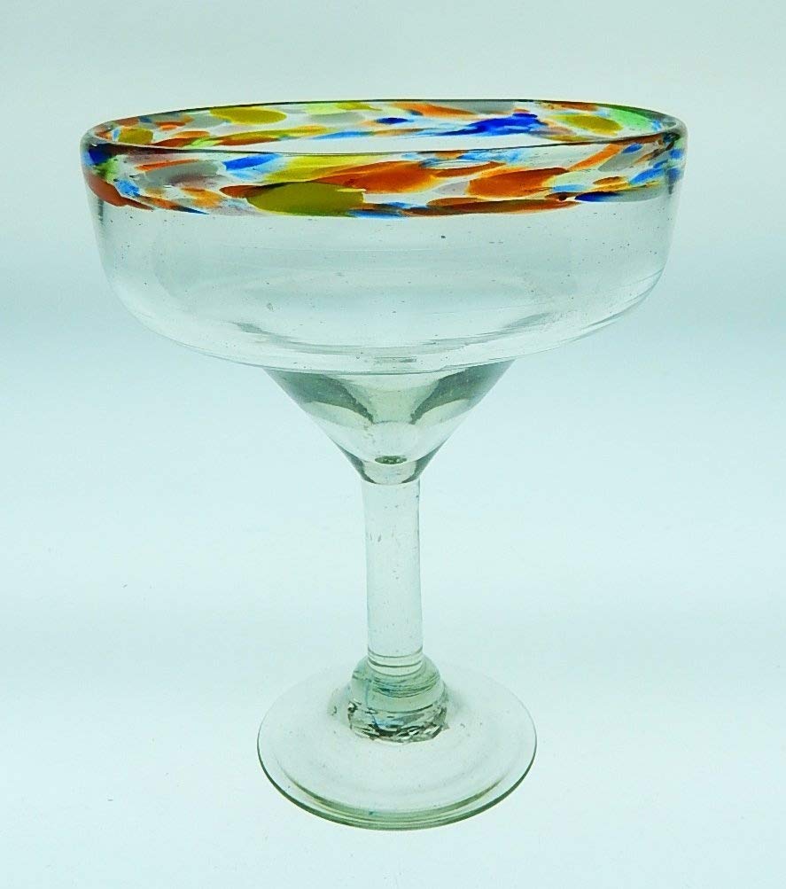 Mexican Margarita Glass with Confetti Rim, 15 oz, Set of 4
