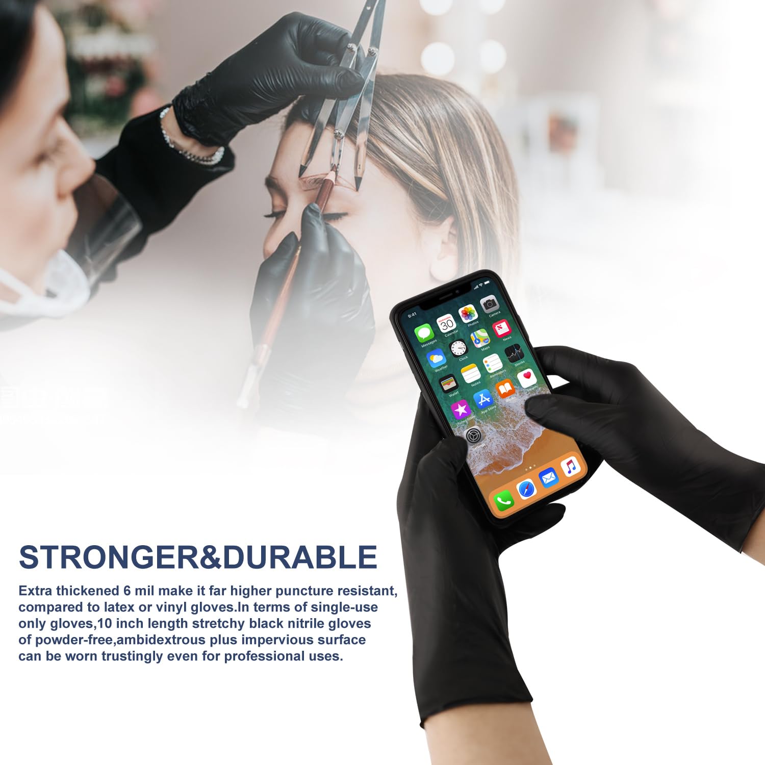 TOJIEU Disposable Nitrile Gloves - Versatile, Powder-Free, Latex-Free Cleaning Gloves for Household Use Large-100pc