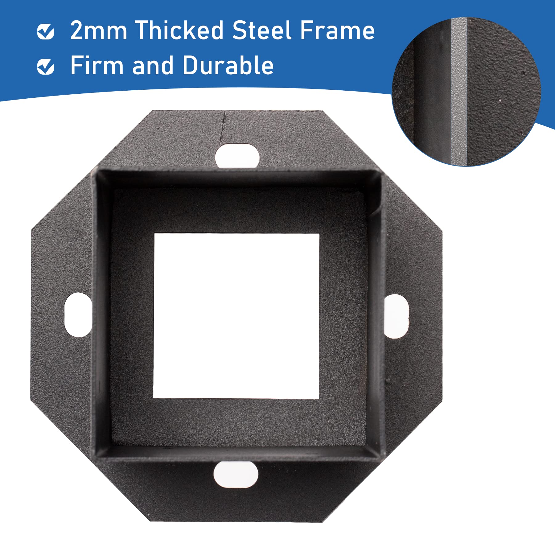 Metty Metal 4×4 Post Base 6 Pcs Post Base Brackets,Inner Size 3.6"x3.6" Heavy Duty Powder-Coated Post Anchor Matte Black Wood Post Brackets for Pavilion Deck Railing Support Deck Base Plate