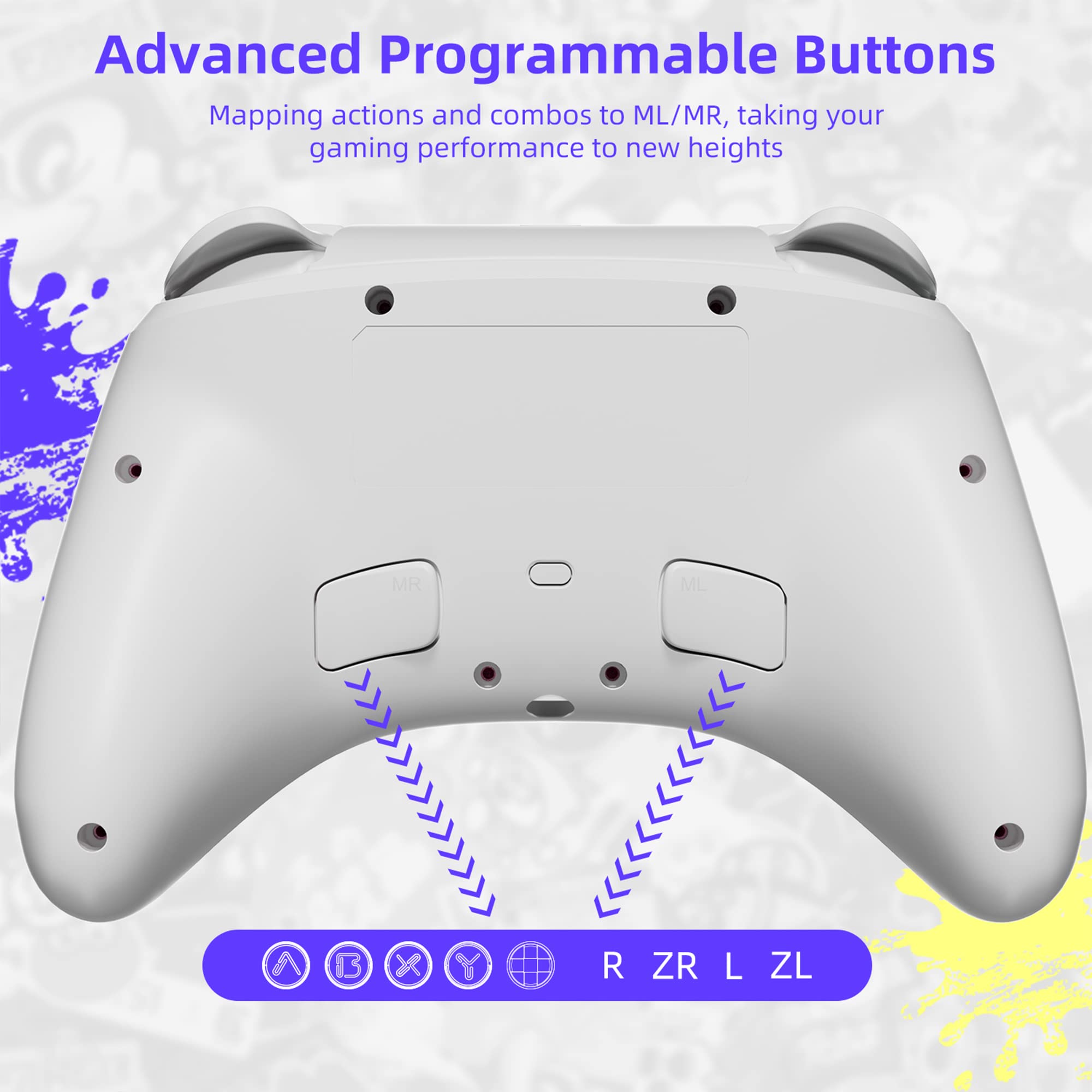 Mytrix Wireless Pro Controllers for Nintendo Switch, Windows PC iOS Android Steam/Steam Deck, Bluetooth Controller with Programmable, Adjustable LED Light/Turbo/Vibration, Wake-Up, Headphone Jack