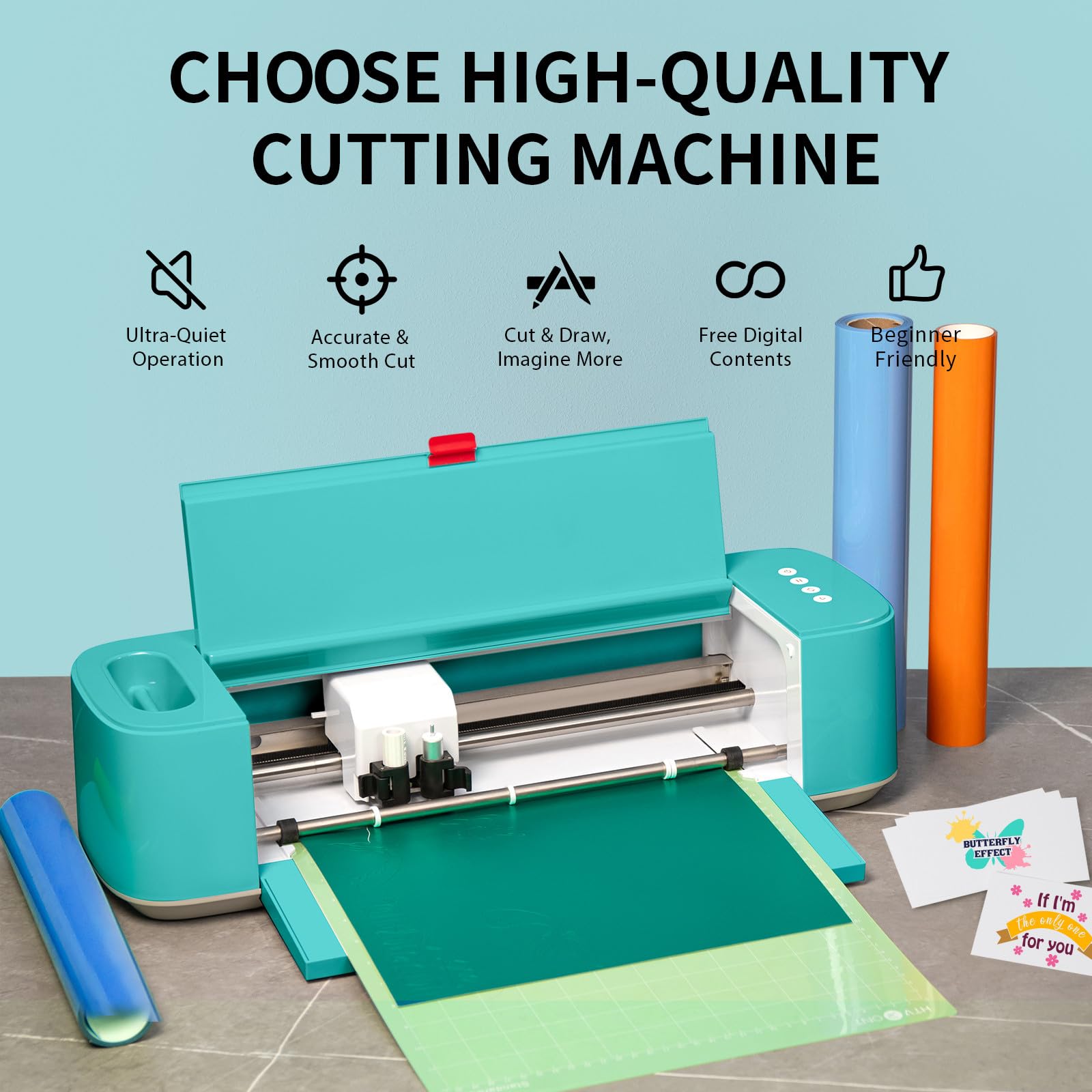 LOKLiK Crafter by HTVRONT Cutting Machine - Vinyl Cutter Machine for All Crafts, Cutting Machine for Vinyl, Iron On, Cardstock, Cuts 100+ Materials, Creates Customized Tshirt, Cards, Labels, Decals