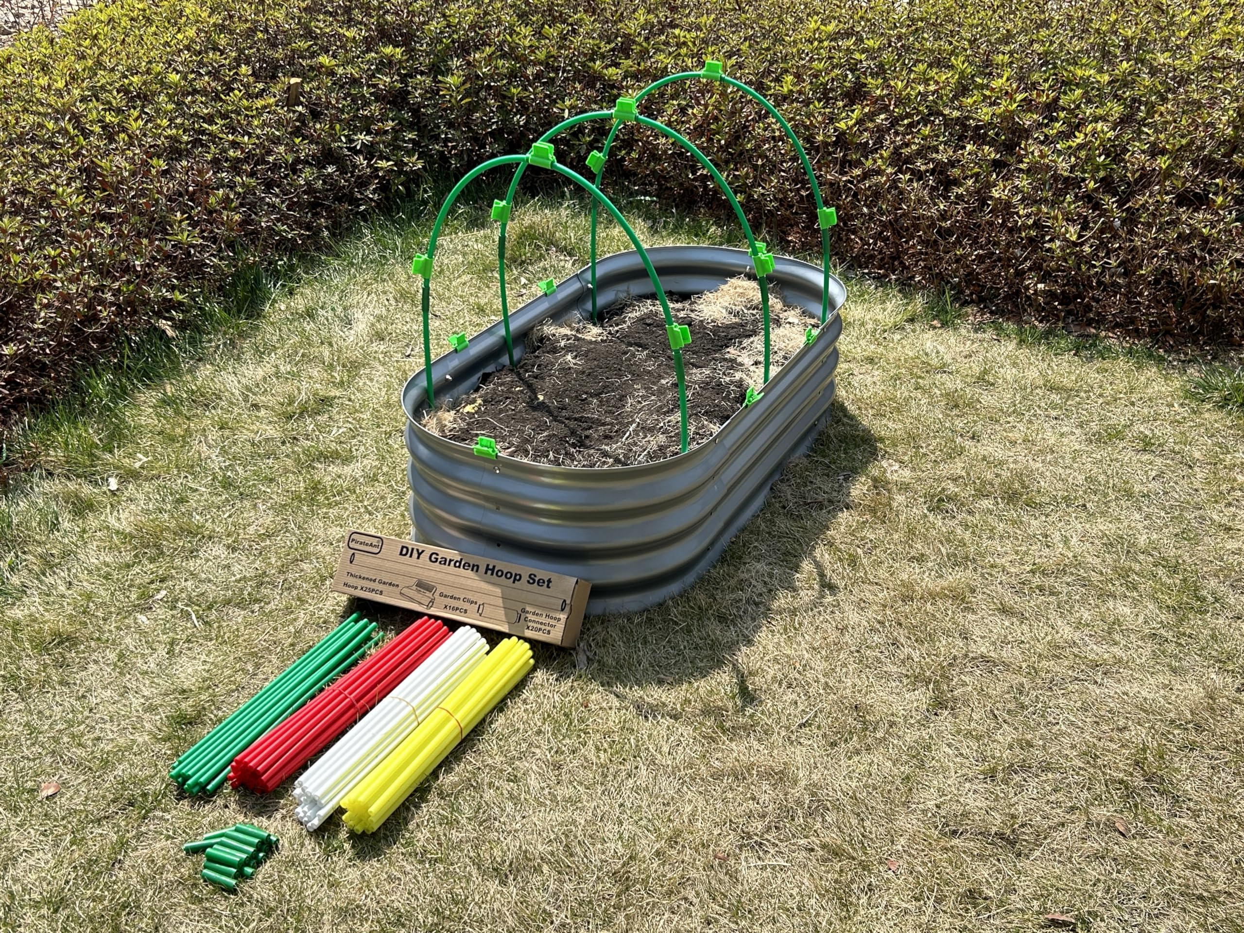 PirateAnt Greenhouse Hoops Set for DIY Grow Tunnel,Thickened High Tenacity PP Garden Hoops for Row Cover,Green Garden Hoops for Raised beds,DIY Plant Support Garden Stakes, 25pcs