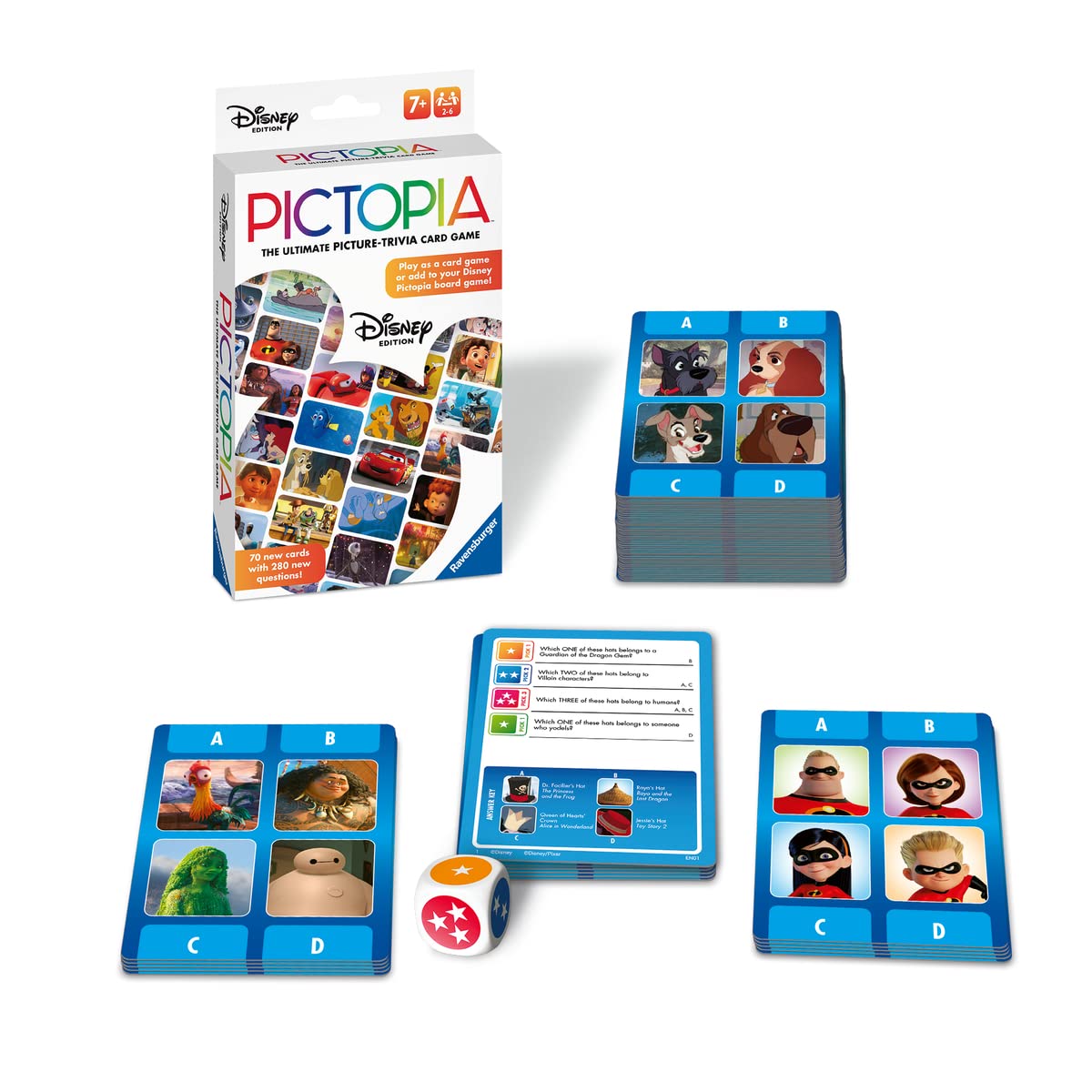 Ravensburger Disney World of Disney Pictopia Card Game - Travel-Sized Trivia Game for Kids and Adults | Educational Fun | Family Bonding Time | Ideal for Ages 7 and Up