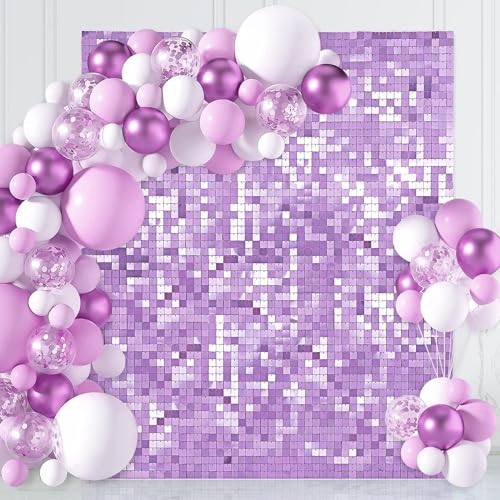 Light Purple Sequin Backdrop Shimmer Wall Backdrop 6ftx4ft Photo Backdrops for Birthday Anniversary Wedding Engagement Decorations