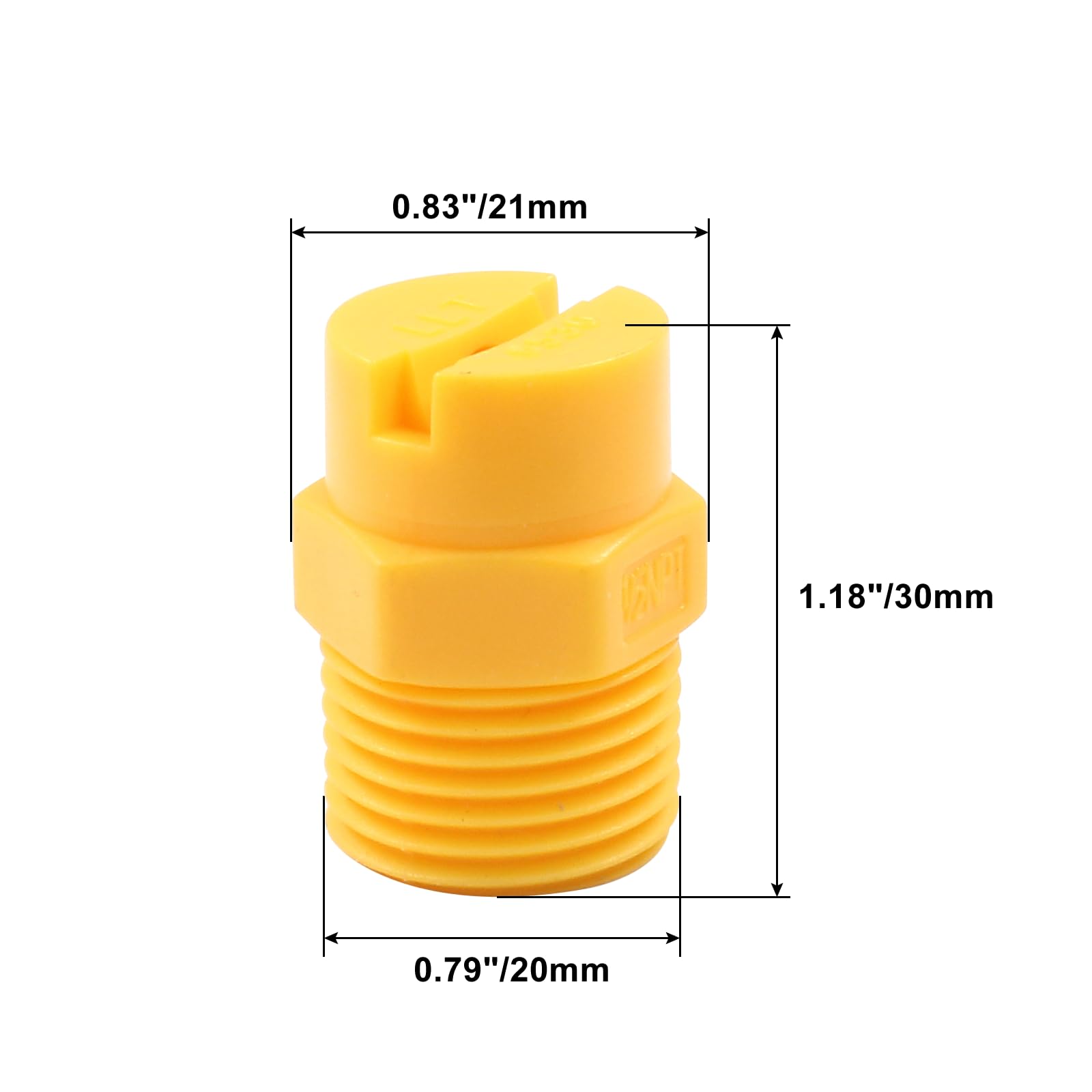 Zorveiio 5Pcs 1/2" NPT Male Thread Flat Fan Sprayer Tip 65 Degree Yellow Nozzle Sprayer Nozzle for Industrial Agricultural Equipment Irrigation Cooling