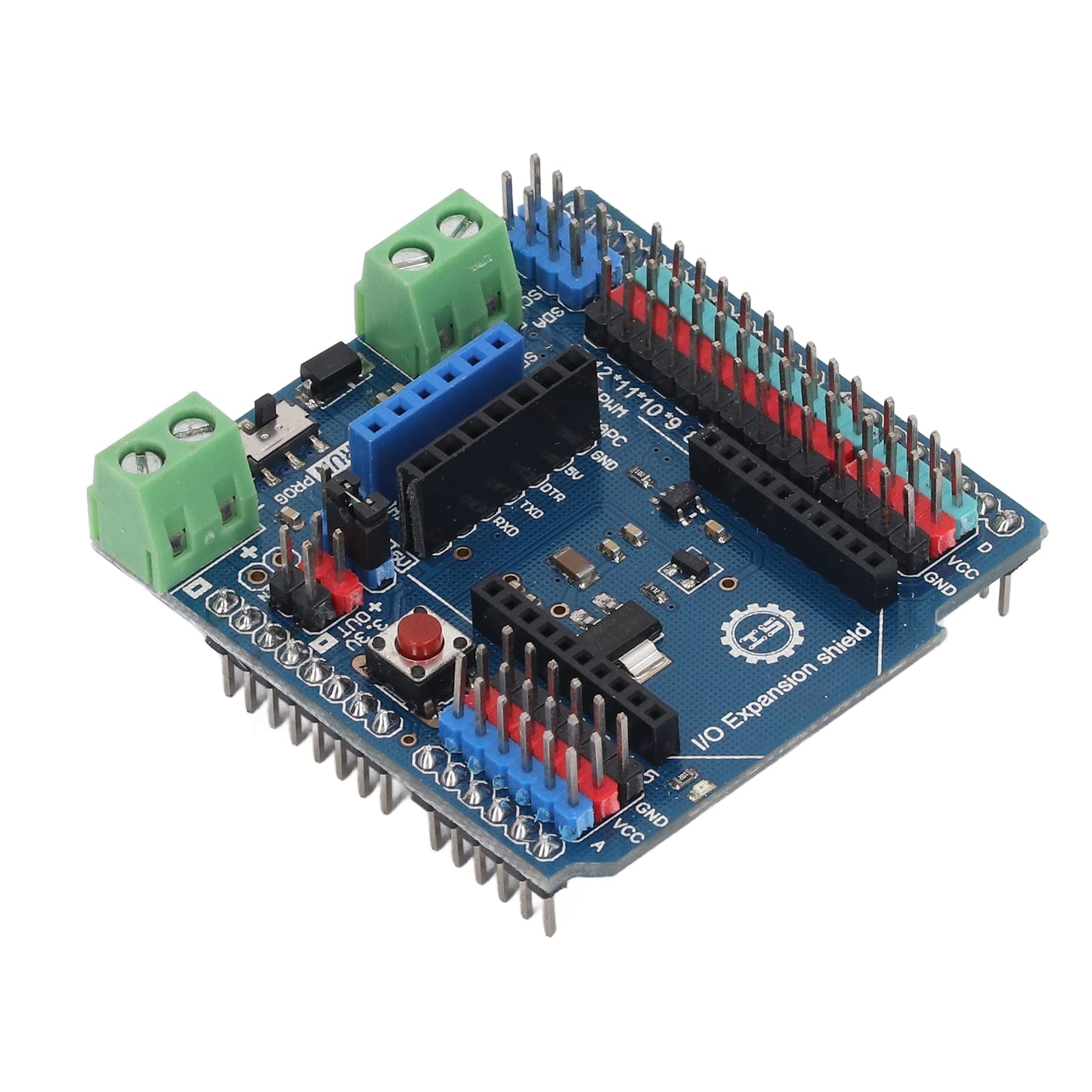 Sensor Expansion Board, IO Expansion Module Practical Communication Storage Interface 14 Digital 6 Analog 3P Ports for DIY
