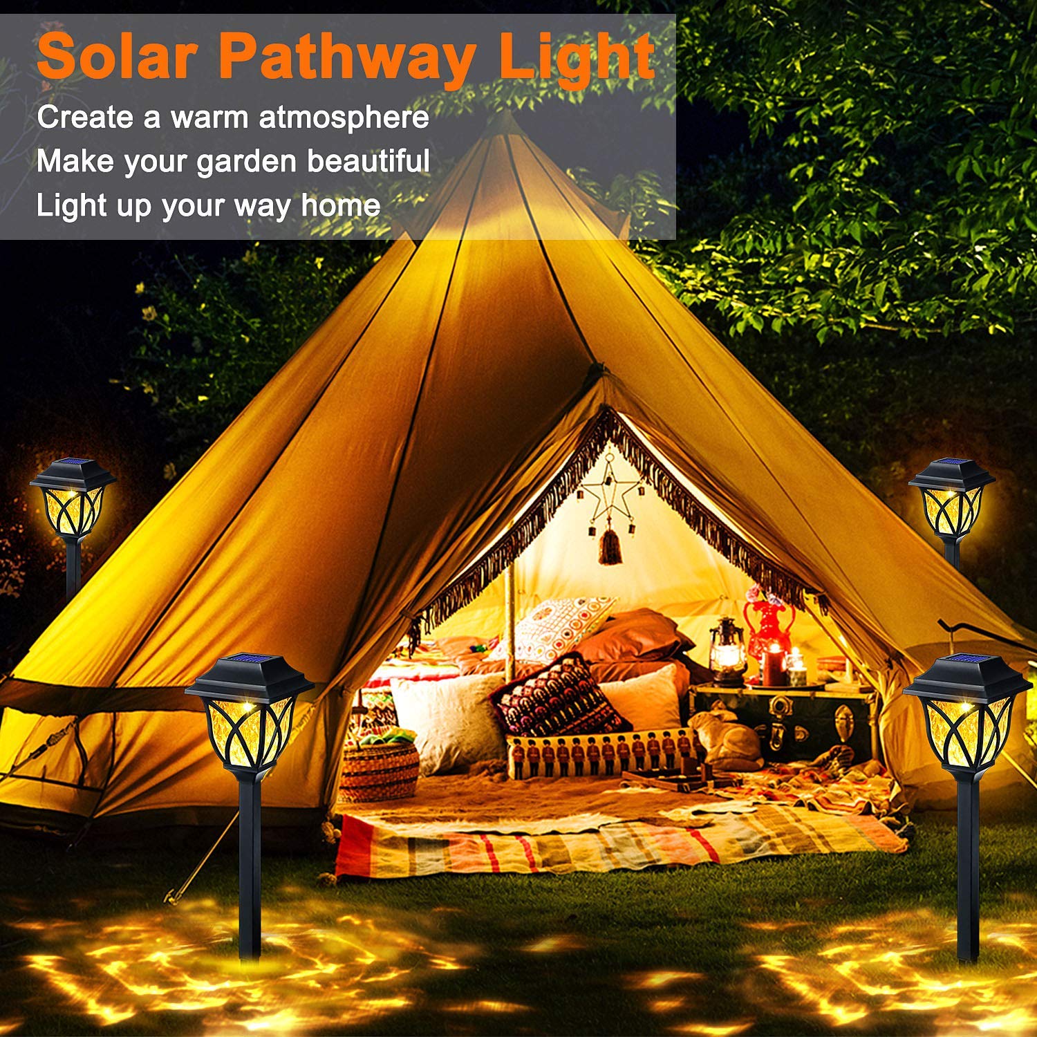 LazyBuddy Solar Pathway Light, Solar Lights Outdoor Decorative, LED Auto On/Off Christmas Landscape Lighting Spike Mounted Garden Stake Light for Path, Walkway, Lawn, Yard (12 Pack)