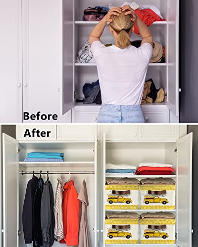 Storage Baskets for Organizing, Toy Box Chest Farm Sweet Honey Bee Truck Daisy Yellow Buffalo Plaid Foldable Cube Storage Bin with 2 Leather Handles Set of 2