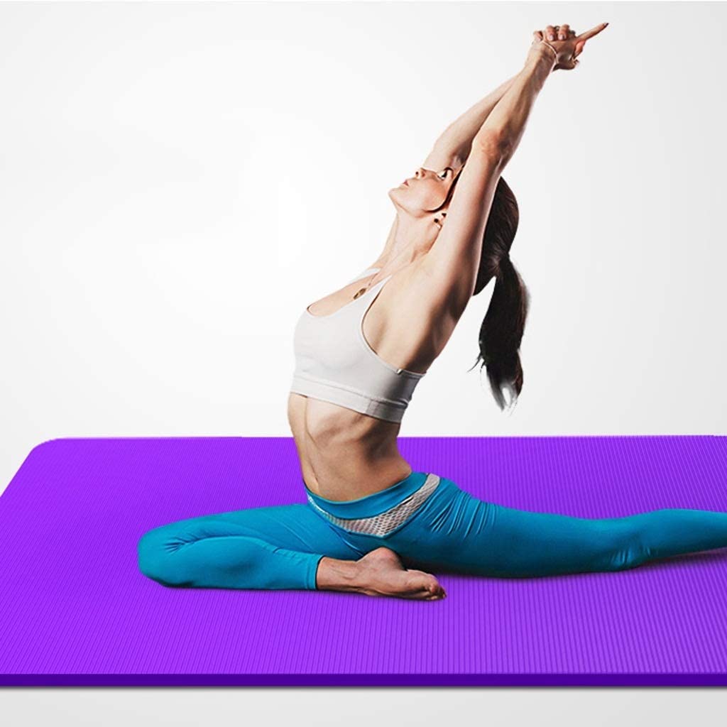 n/a All-Purpose Extra Thick High Density Anti-Slip Exercise Yoga Mat with Carrying Strap ( Color : D , Size : 15mm )