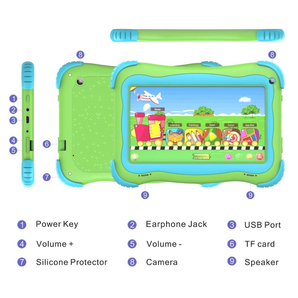 Kids Tablet 7 Android Kids Tablet Toddler Tablet Kids Edition Tablet with WiFi Dual Camera Childrens Tablet 1GB + 32GB Parental Control, Google Play Store