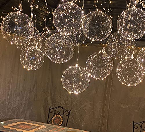 Light Up Led Balloons, 18 Packs Party Balloon Cell Battery Included Inflated Size 22 Inches 3 Modes Flashing String Lights Clear Balloon, for Birthday Wedding Decorations (Warm White)
