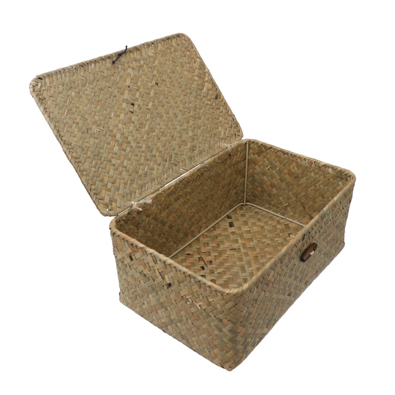 Levemolo Woven Shelf Basket Small Basket Woven Basket for Living Room Rattan Storage Basket Straw Basket with Cover Storage Baskets Basket with Lid Woven Baskets Cutlery Rack Wicker Wooden