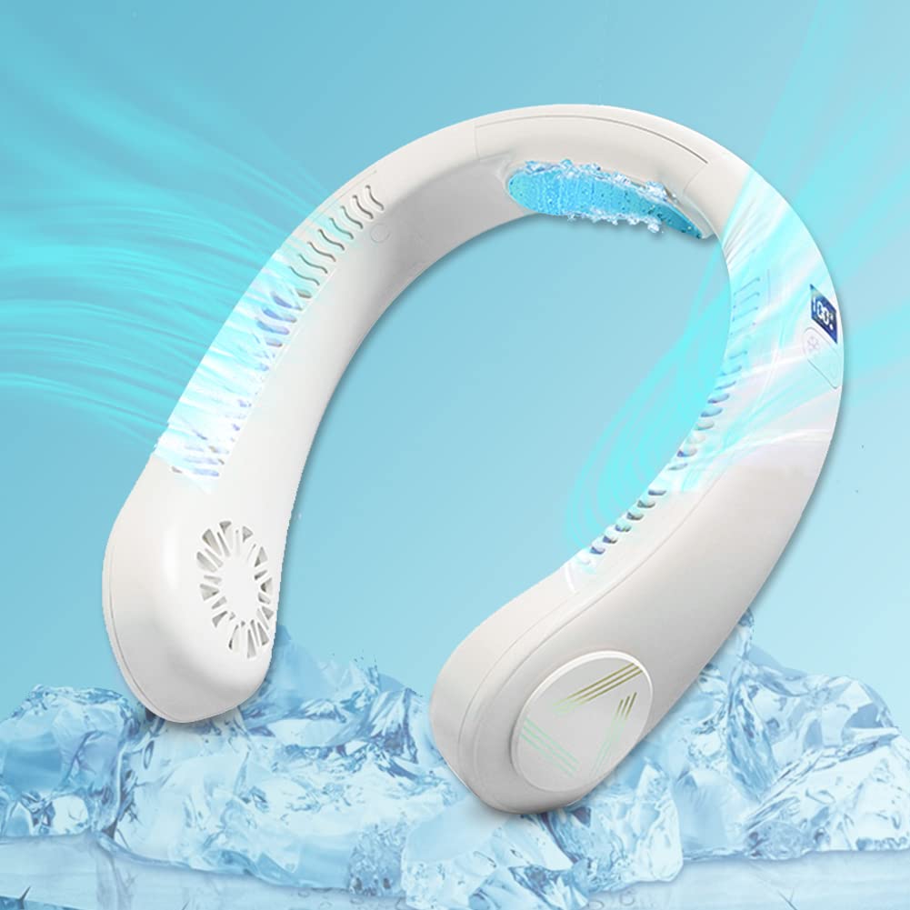 NORMIA RITA Air-conditioned Neck Fan Personal Neck Fan with Refrigeration Chip, Bladeless Fan Portable AC Cooling Fan Wearable Fan for Travel, Outdoor, Fast Cool 50℉ - 68℉