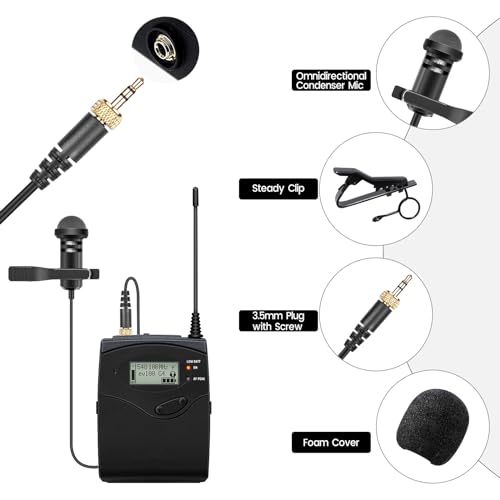 Lavalier Microphone Compatible with Sennheiser Wireless Bodypack Transmitter, Omnidirectional Condenser Lapel Mic 3.5mm with Screw Lock, 5ft