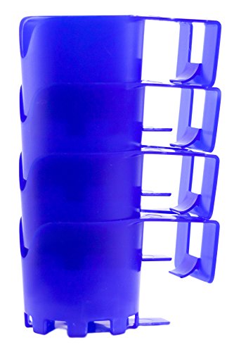 Storage Theory Plastic Cup Holder Set for Above Ground Swimming Pool - 4 Cup Holders for Drinks, Cups and Accessories - Fits 2ā or Less Round Bar Top Rails - Blue