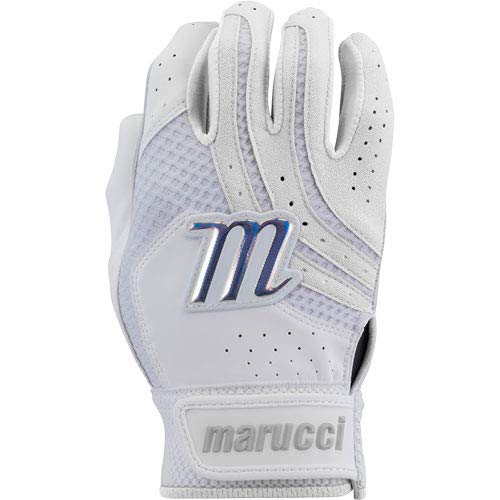 Marucci Youth Medallion Fastpitch Batting Gloves, White, Youth Medium