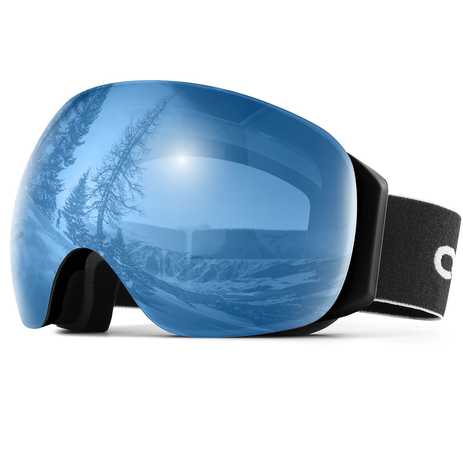 Odoland Bundle - 2 Items 4-in-1 Snowshoes with Trekking Poles, Blue, S and Detachable Magnetic Snow Ski Goggles Black Frame Blue Lens VLT 47%