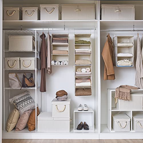 StorageWorks 6-Shelf Hanging Closet Organizers, Two 3-Shelf Separable Closet Hanging Shelves, 12" D x 12" W x 48 3β4" H, Mixing of Beige, White & Ivory