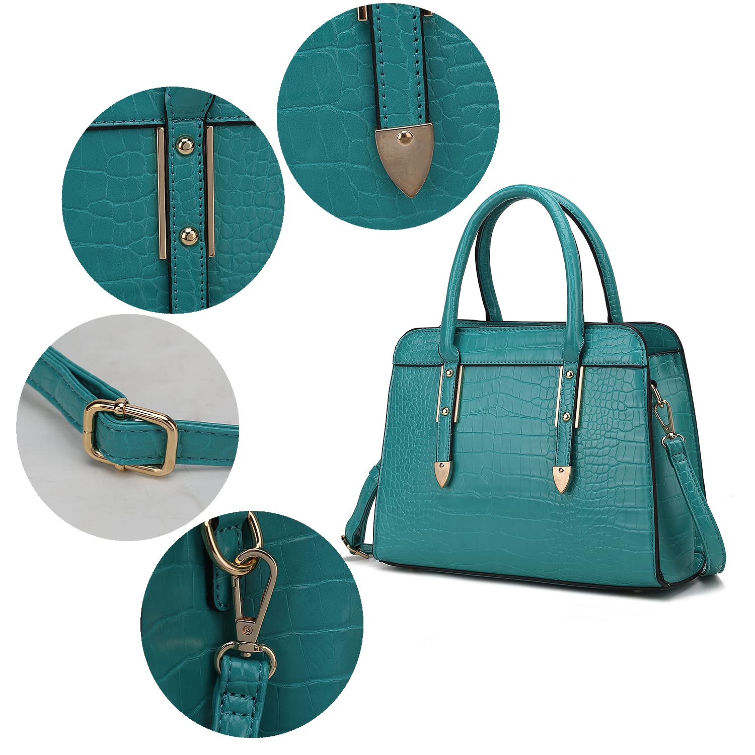 MKF Collection Satchel Bag for Women’s, Vegan Leather Crossbody Top-Handle Handbag Purse